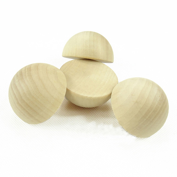 Natural Wooden Half Balls Craft Spheres Wood Semicircle 10~60mm Semi ...