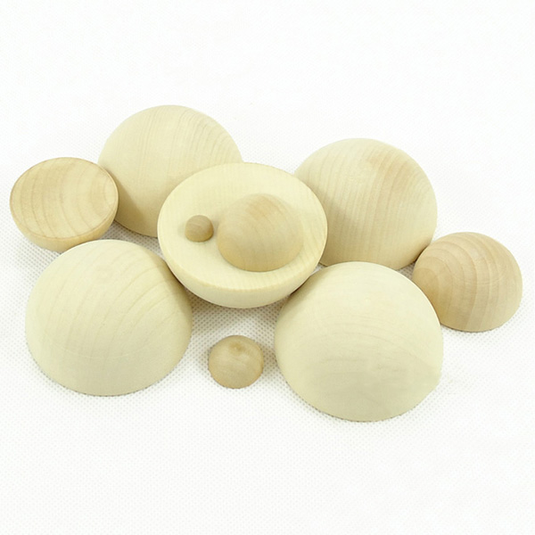 Natural Wooden Half Balls Craft Spheres Wood Semicircle 10~60mm Semi ...