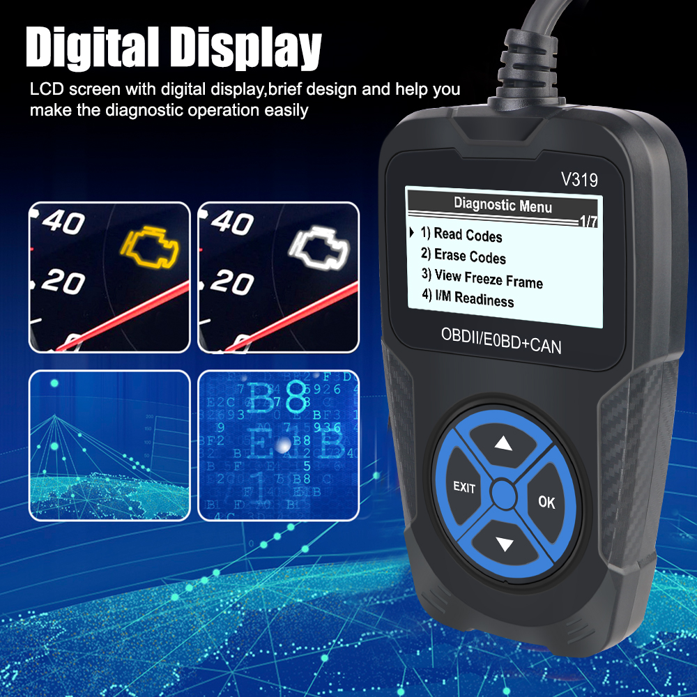 V319 Obd2 Сканер Цифровой Дисплей Диагностический Инструмент Автомобиля ...