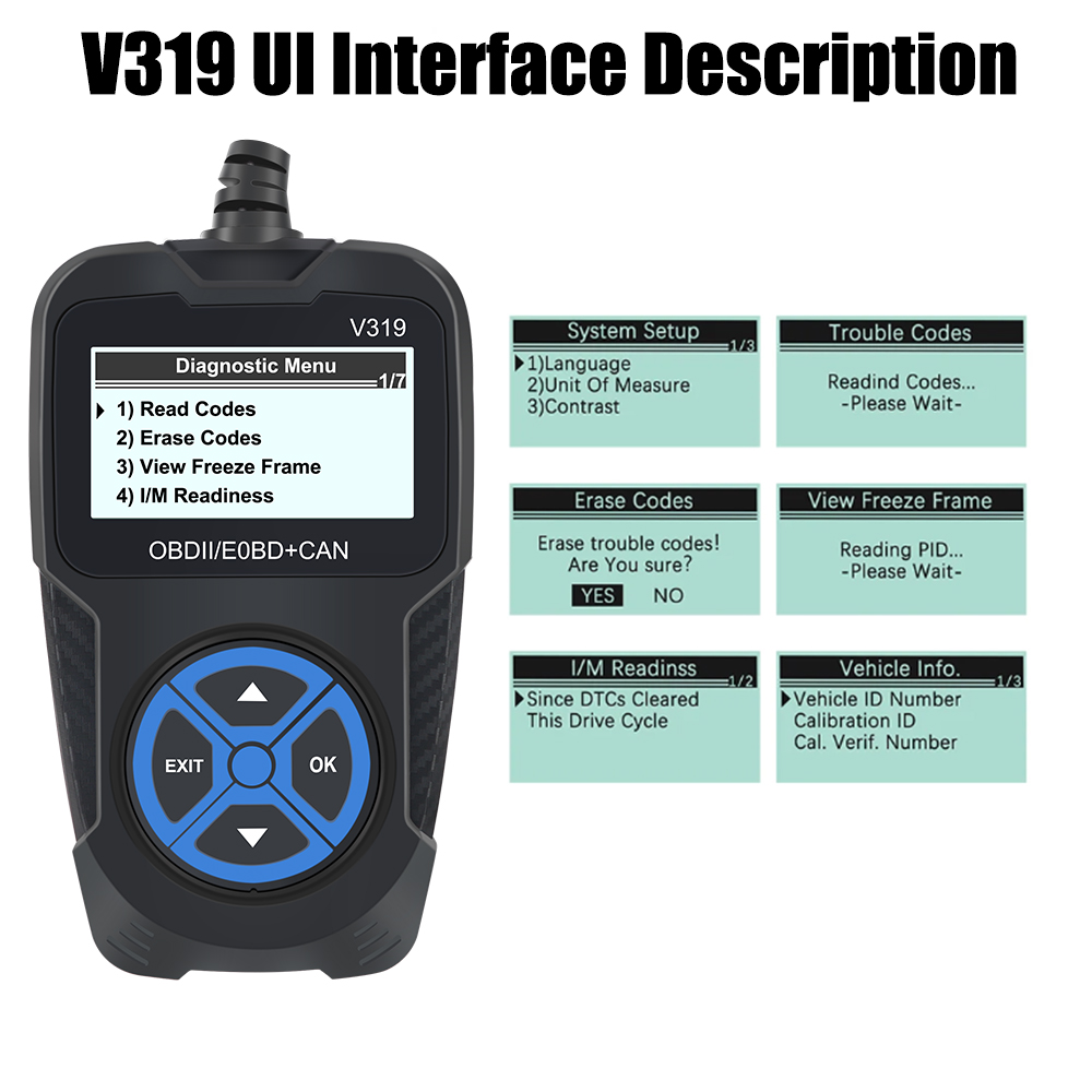 V319 Obd2 Сканер Цифровой Дисплей Диагностический Инструмент Автомобиля ...