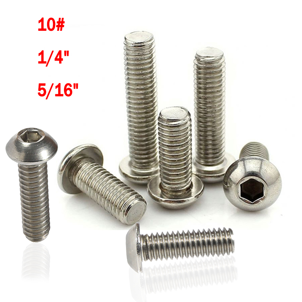 1 4 5 16 Hex Socket Bolts Button Head Screws 304 A2 Stainless Steel